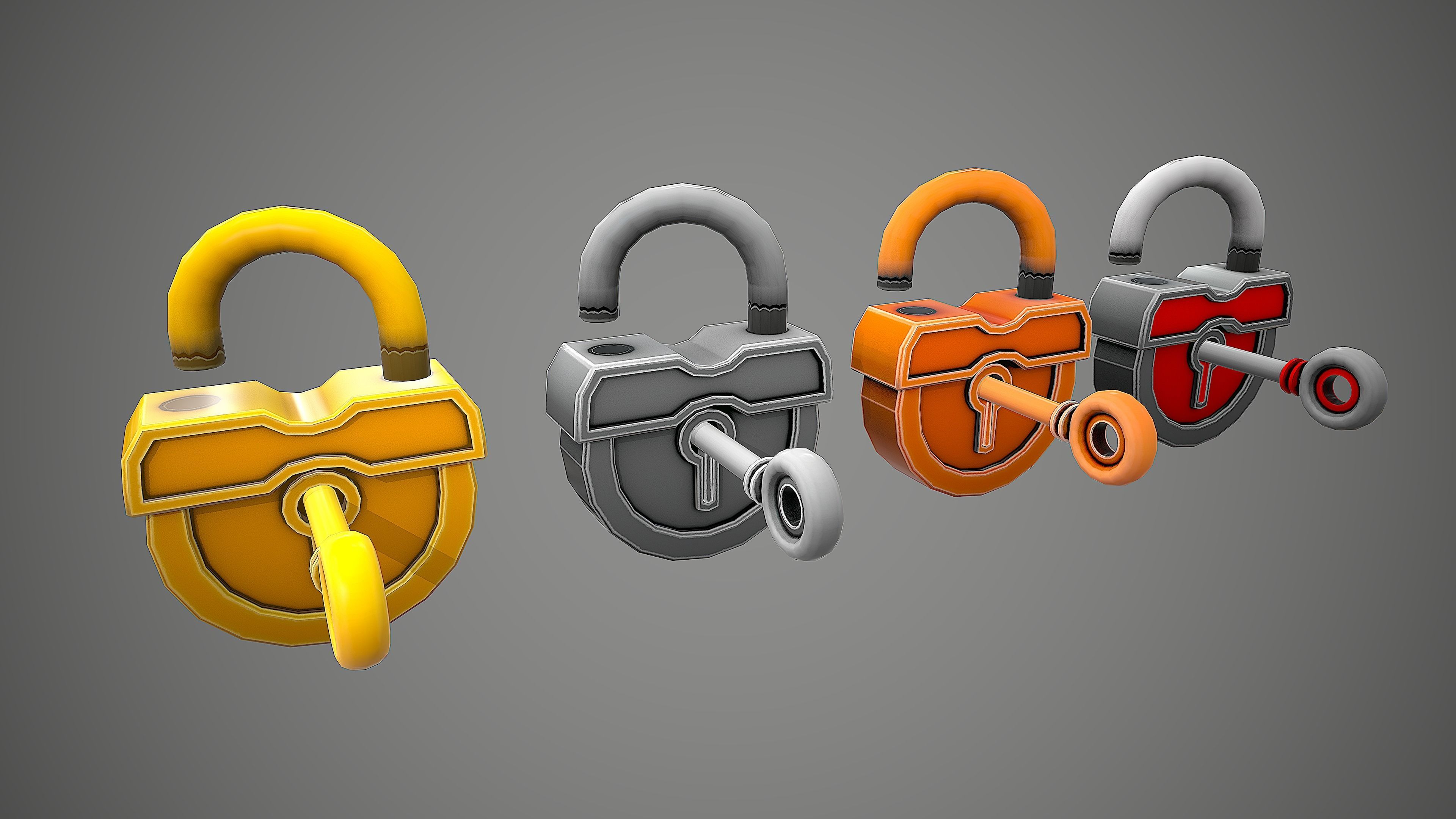 3D model PADLOCK 10 CARTOON STYLIZED VR / AR / low-poly | CGTrader