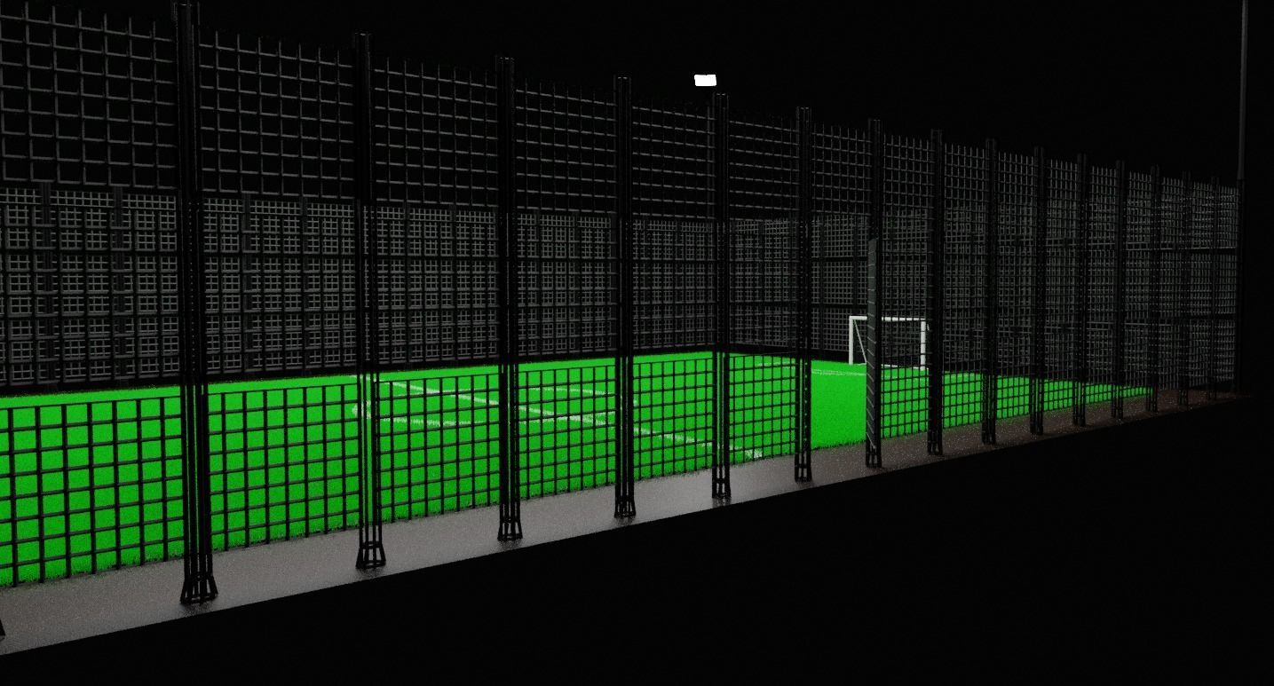 Mini football field with artificial grass 3D model | CGTrader