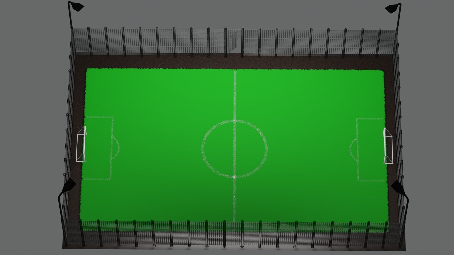 Mini football field with artificial grass 3D model | CGTrader