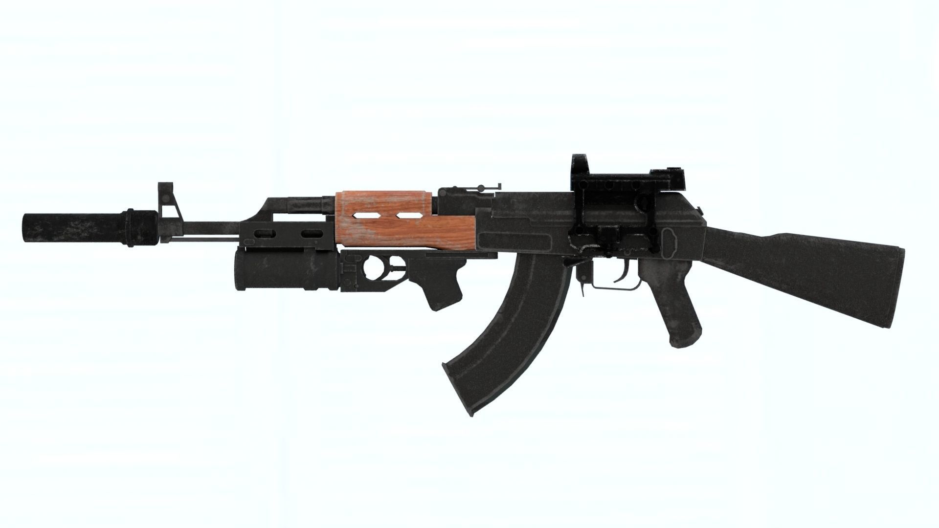 3D model 4K Textures Assault Rifle AKM Lowpoly VR / AR / low-poly ...
