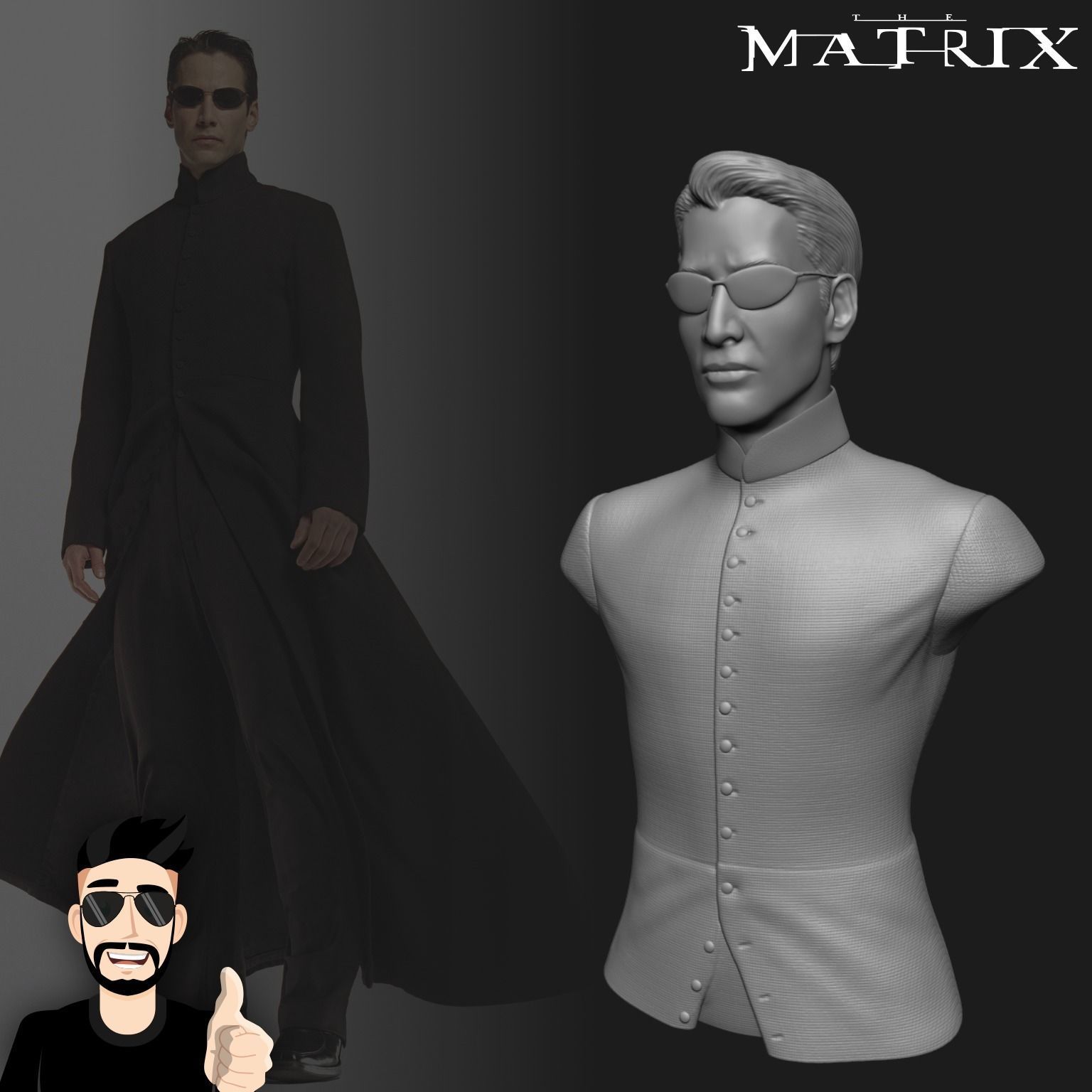 NEO MATRIX - KEANU REEVES - BUST 3D model 3D printable | CGTrader