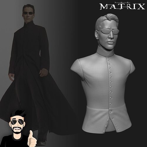 NEO MATRIX - KEANU REEVES - BUST 3D model 3D printable | CGTrader