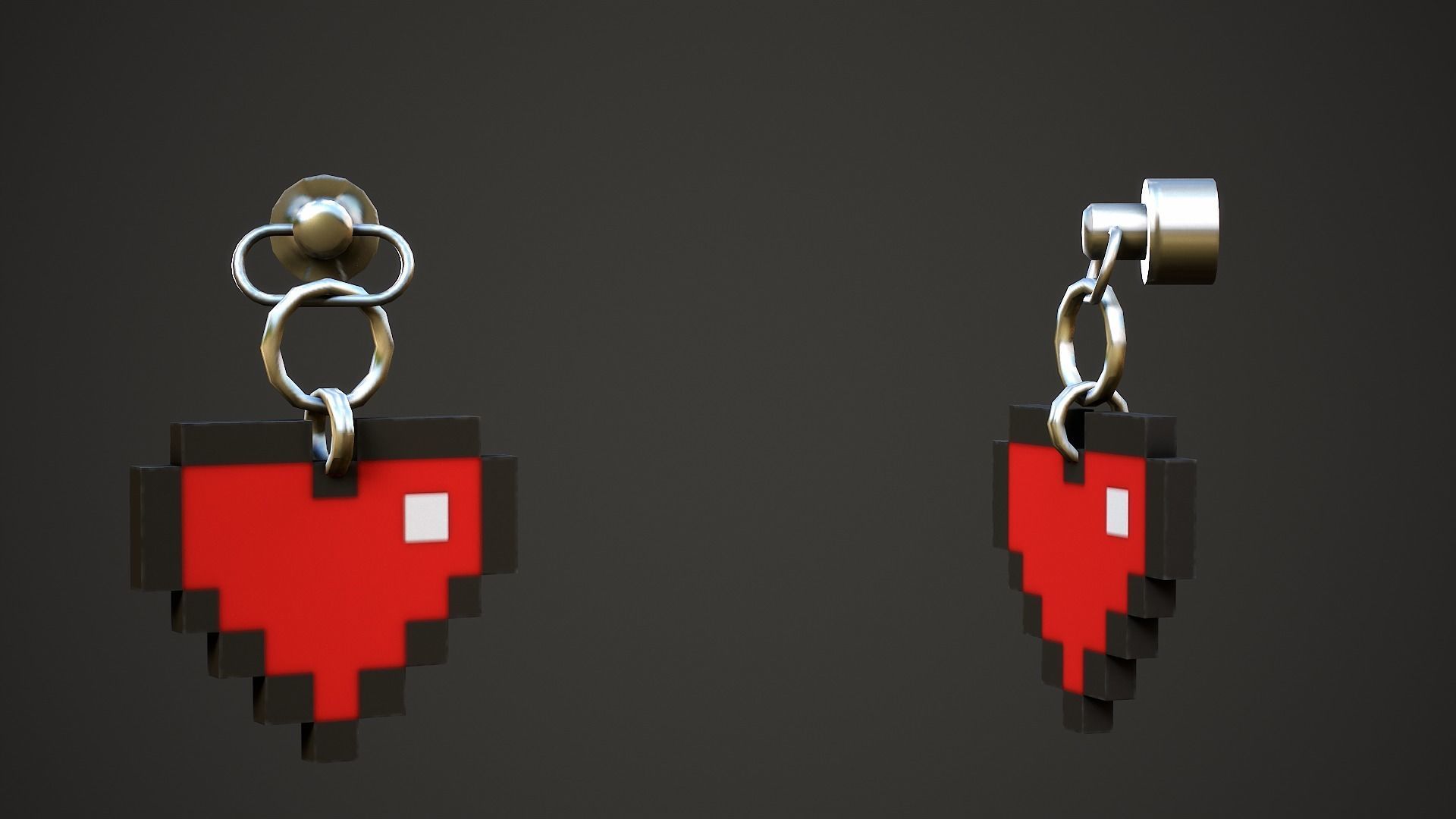 3D model 8-Bit Heart Weapon Charm - Low Poly Game Ready VR / AR / low ...