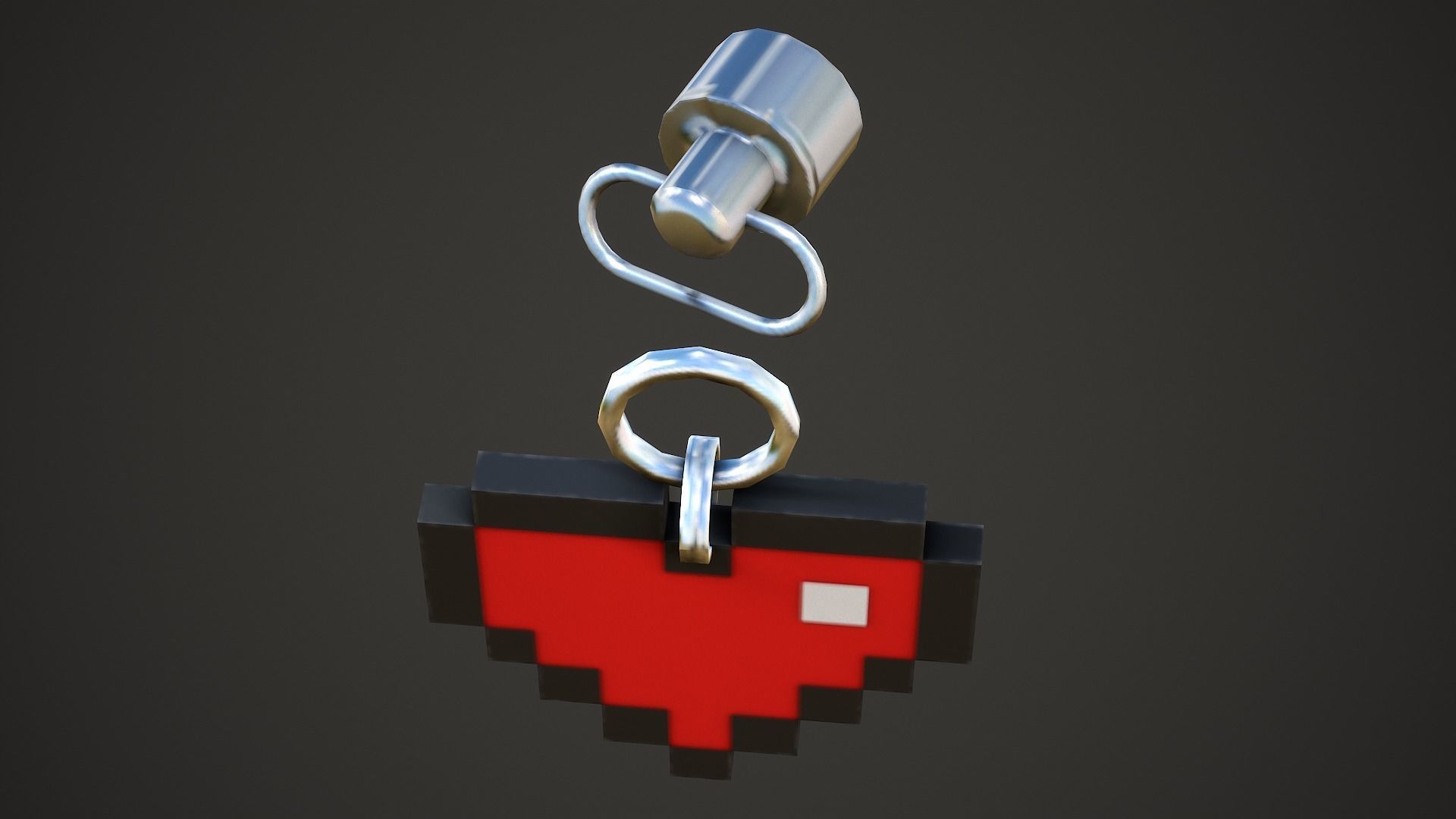 3D model 8-Bit Heart Weapon Charm - Low Poly Game Ready VR / AR / low ...
