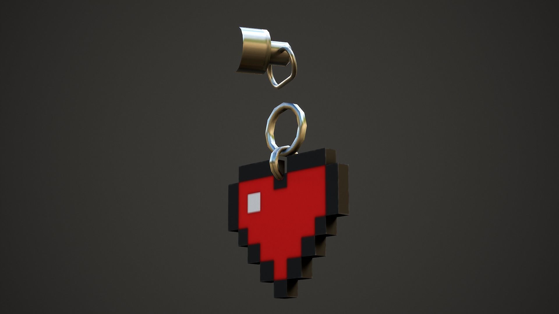 3D model 8-Bit Heart Weapon Charm - Low Poly Game Ready VR / AR / low ...