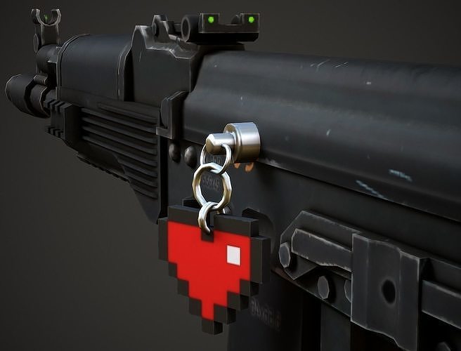 3D model 8-Bit Heart Weapon Charm - Low Poly Game Ready VR / AR / low ...