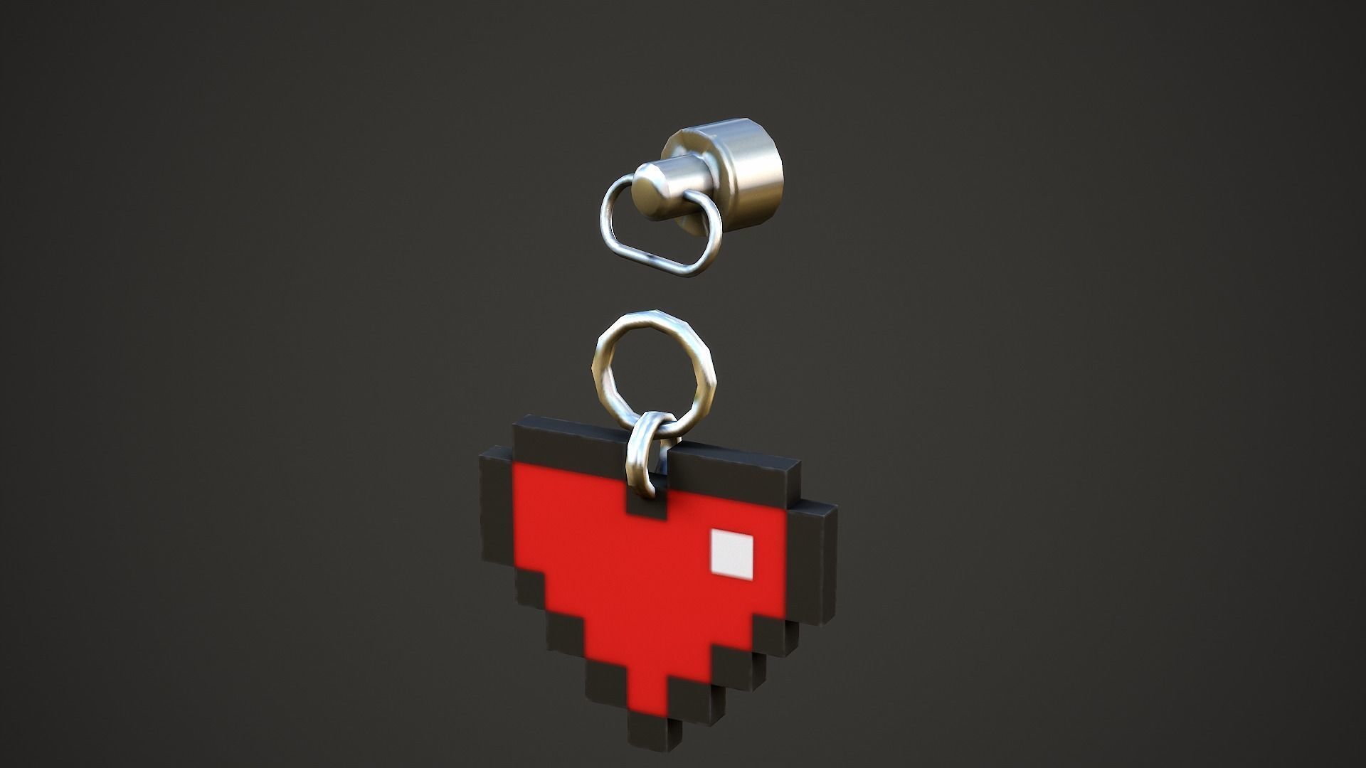 3D model 8-Bit Heart Weapon Charm - Low Poly Game Ready VR / AR / low ...