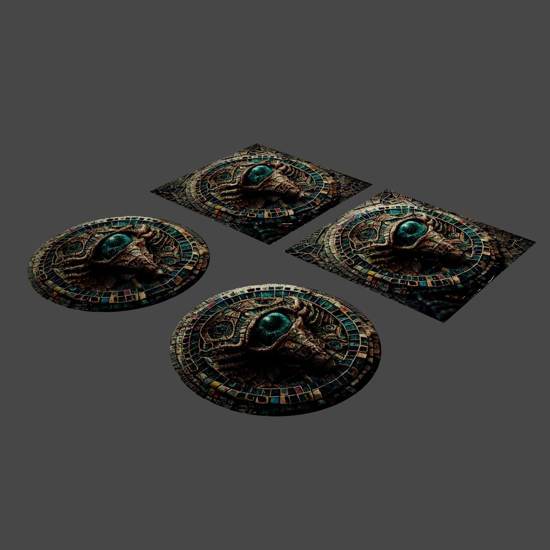 3D model 3D model and PBR textures of an ancient alien mosaic VR / AR ...