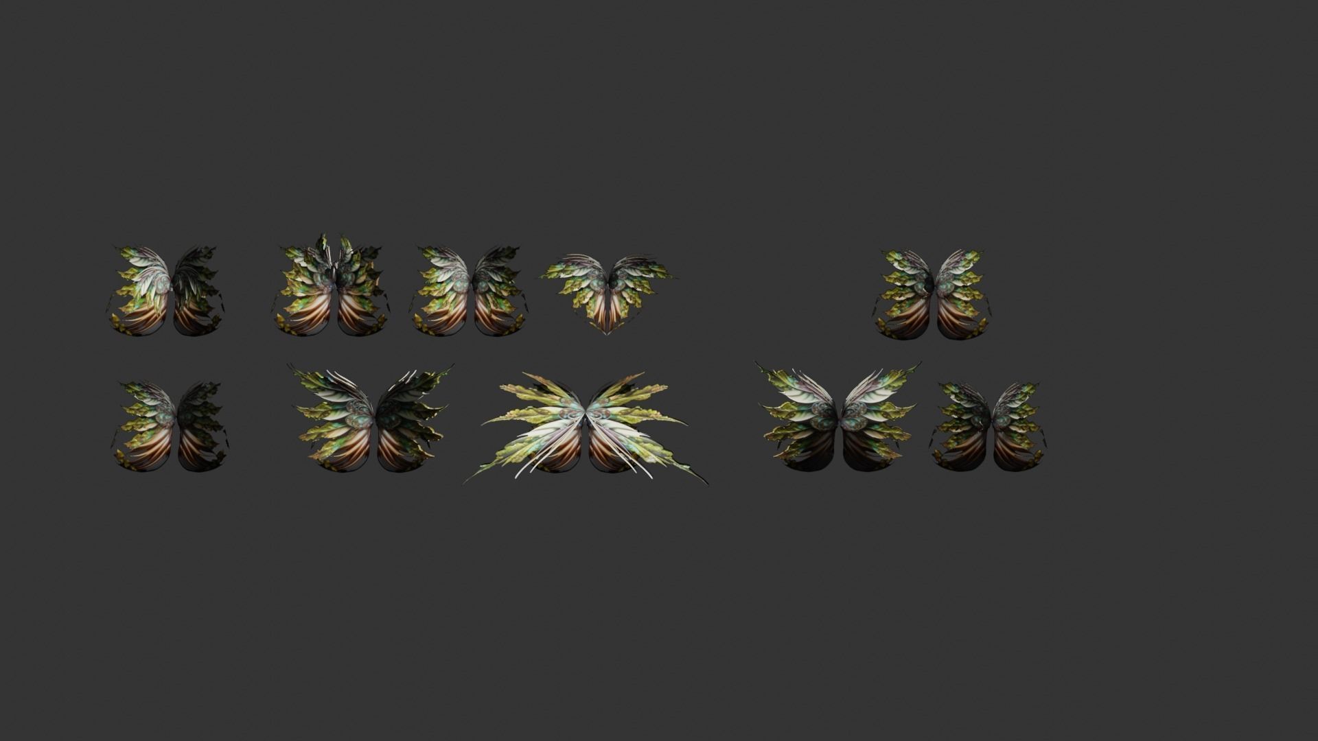 3D model Fantasy wings in 15 versions rigged and animated VR / AR / low ...