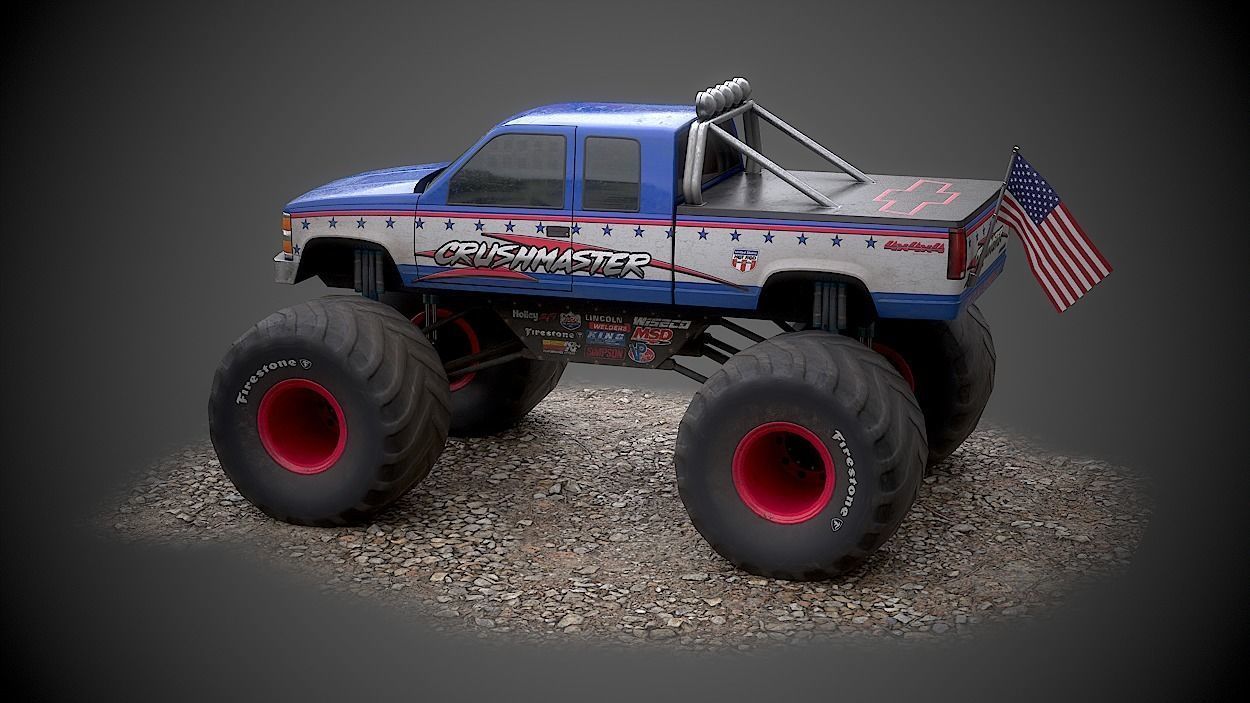 3D model 1995 Chevrolet Silverado K1500 Old School Style Monster Truck ...