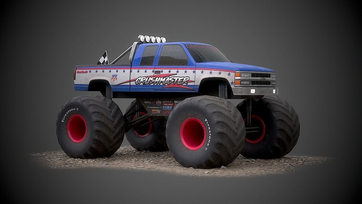 3D model 1995 Chevrolet Silverado K1500 Old School Style Monster Truck ...