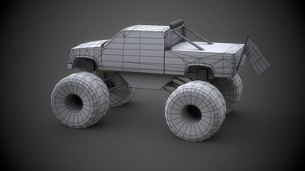 3D model 1995 Chevrolet Silverado K1500 Old School Style Monster Truck ...