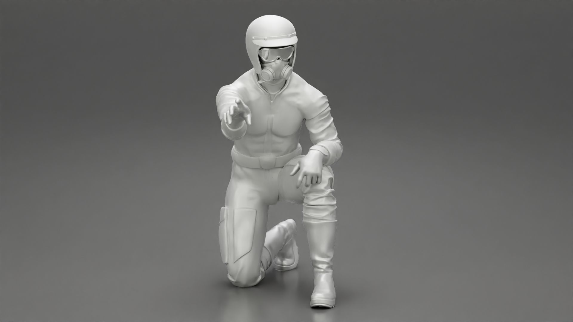 Drag Racing driver sitting in a gas mask 3D model 3D printable | CGTrader