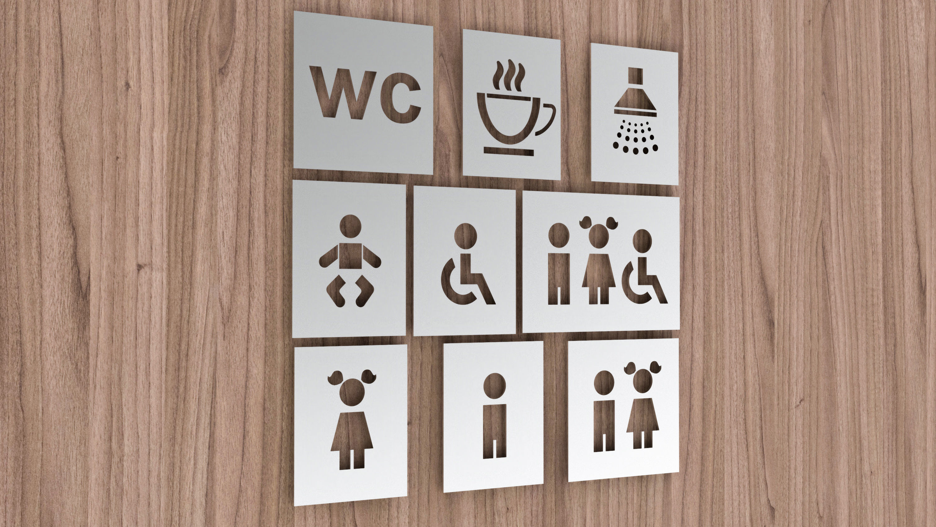 Toilet door sign 3D print model or laser cutting 3D model 3D printable ...
