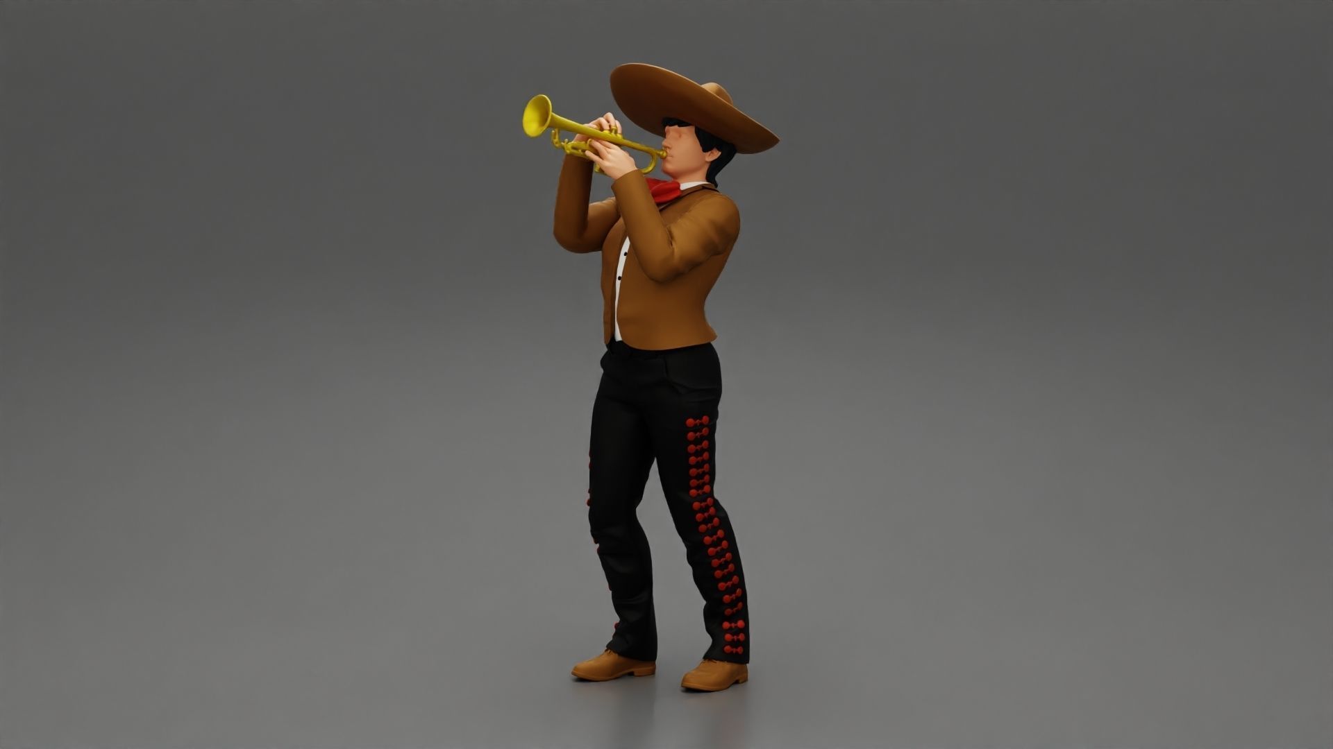 Mariachi mexican musician playing on trumpet 3D model 3D printable ...
