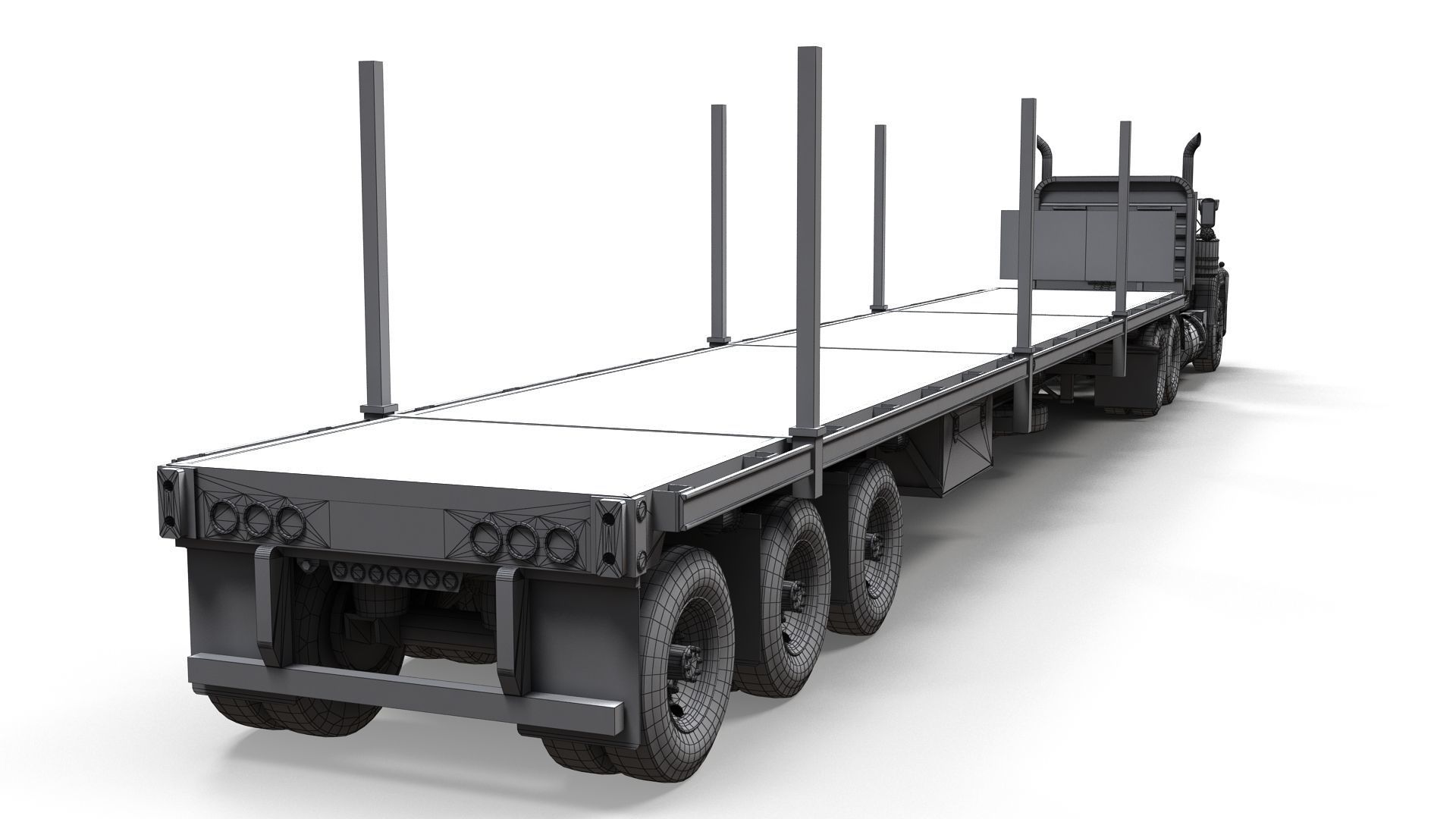 3D model 80s truck flatbed trailer VR / AR / low-poly | CGTrader