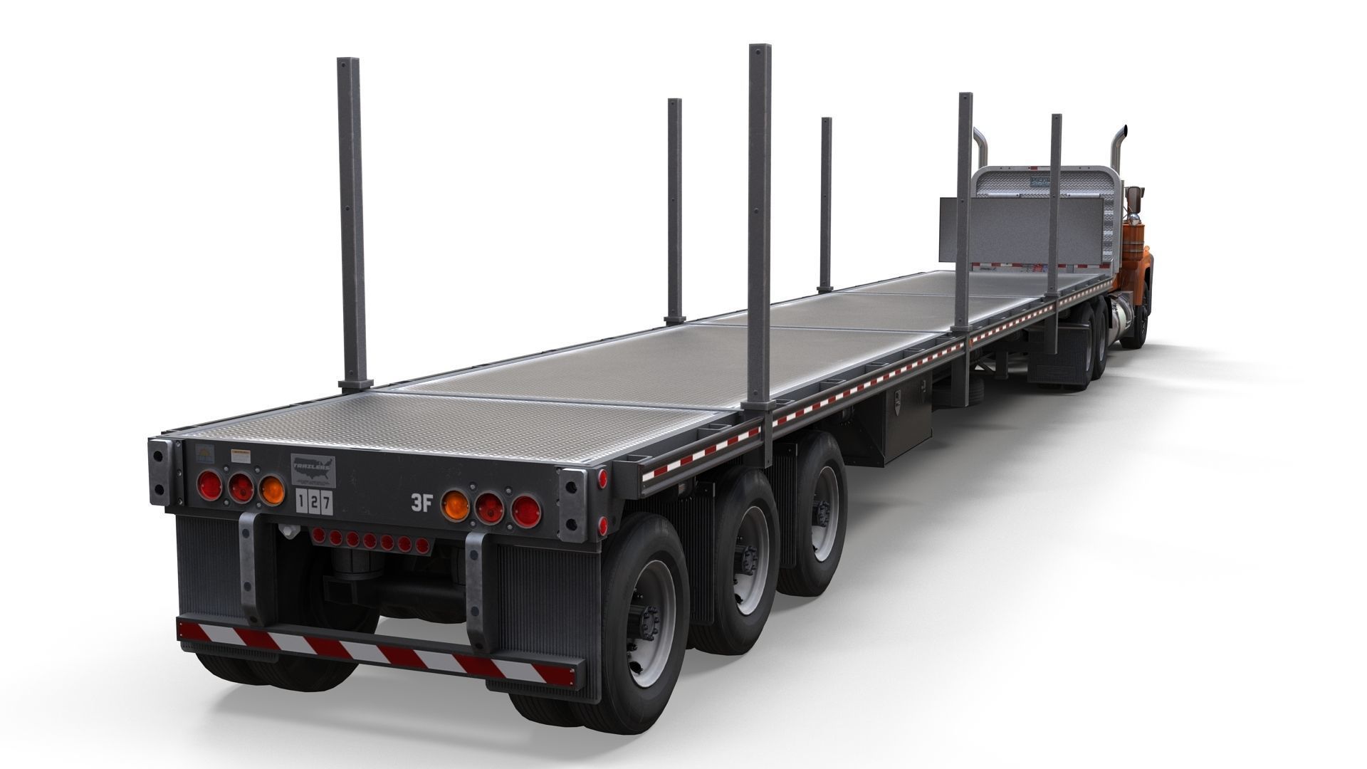 3D model 80s truck flatbed trailer VR / AR / low-poly | CGTrader