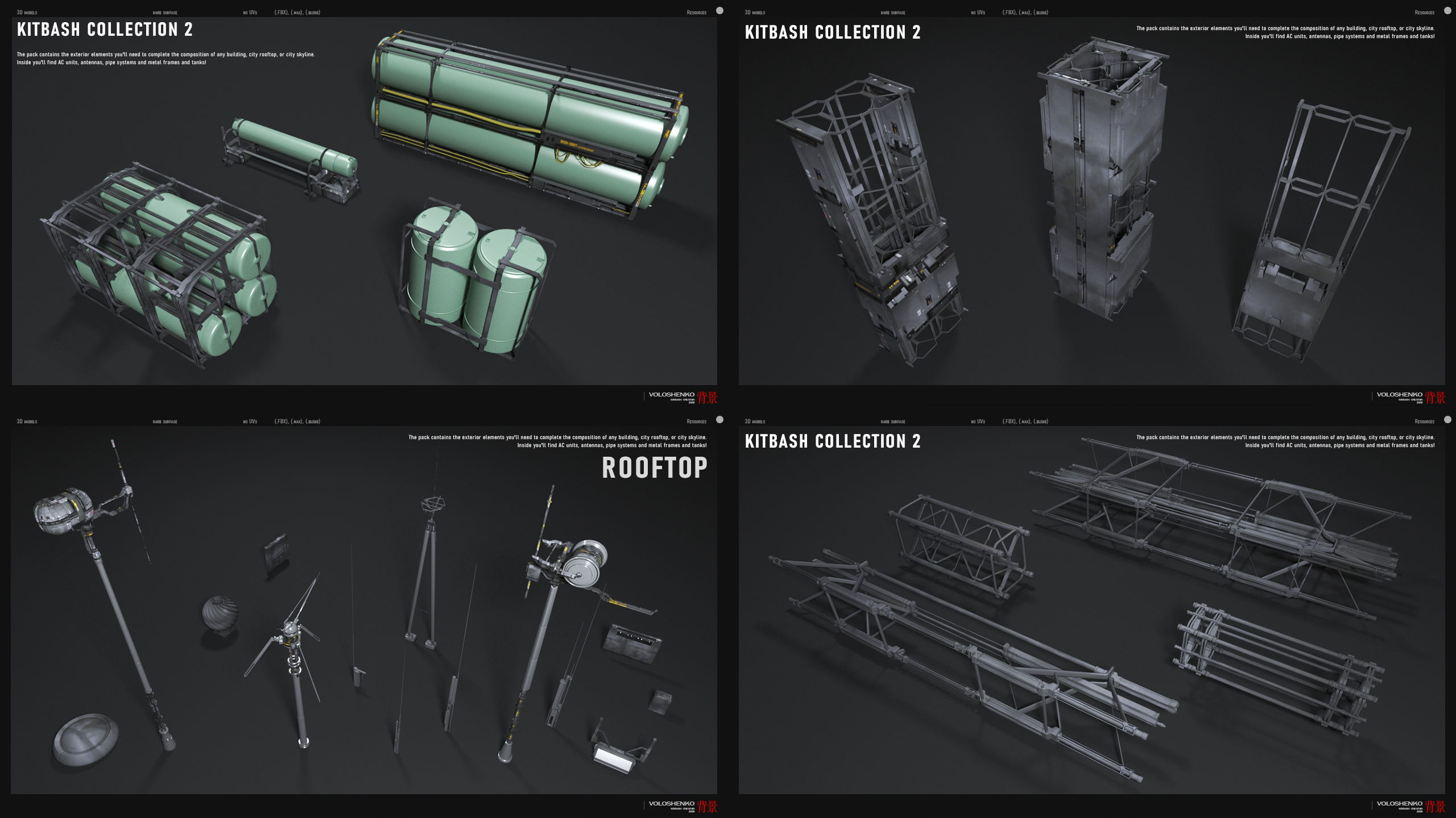 ROOFTOP Props Collection Kitbash 2 3D model | CGTrader
