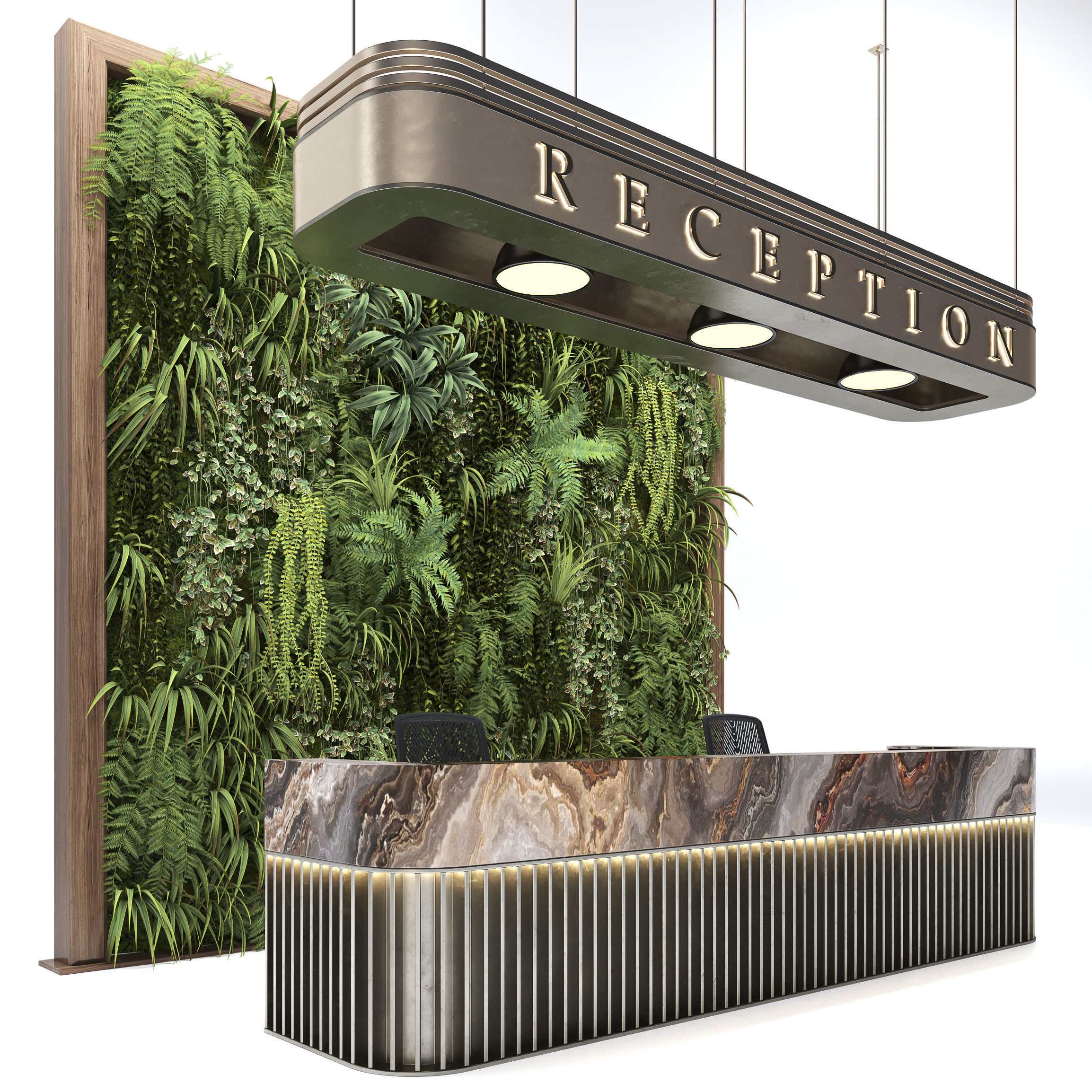 Reception with wall plants 3D model | CGTrader