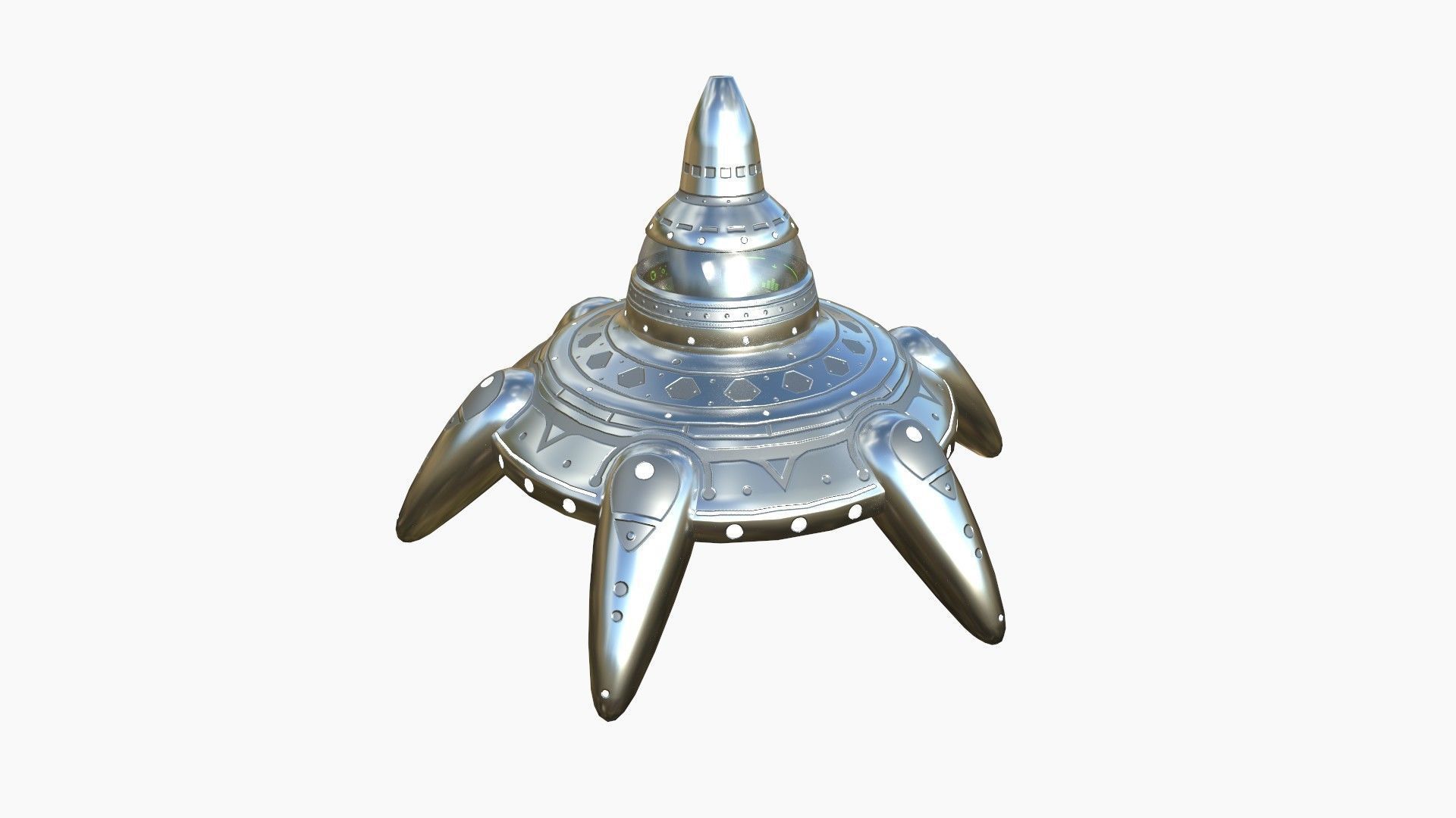 3D model Alien Spaceship UFO G02 Aluminum - Sci Fi Spacecraft Design VR ...