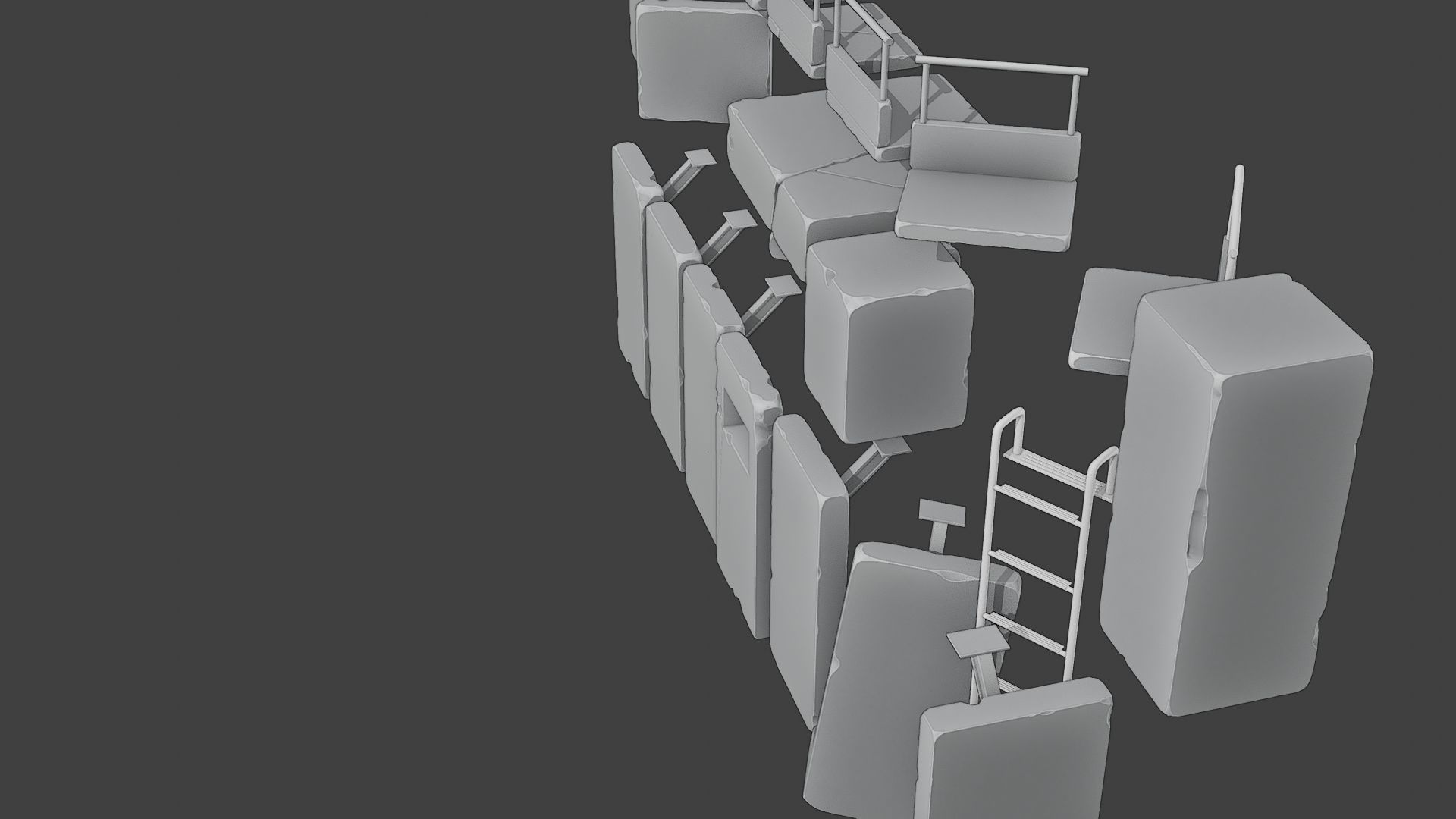 Concrete Wall Base Pack 1 3D model 3D printable | CGTrader