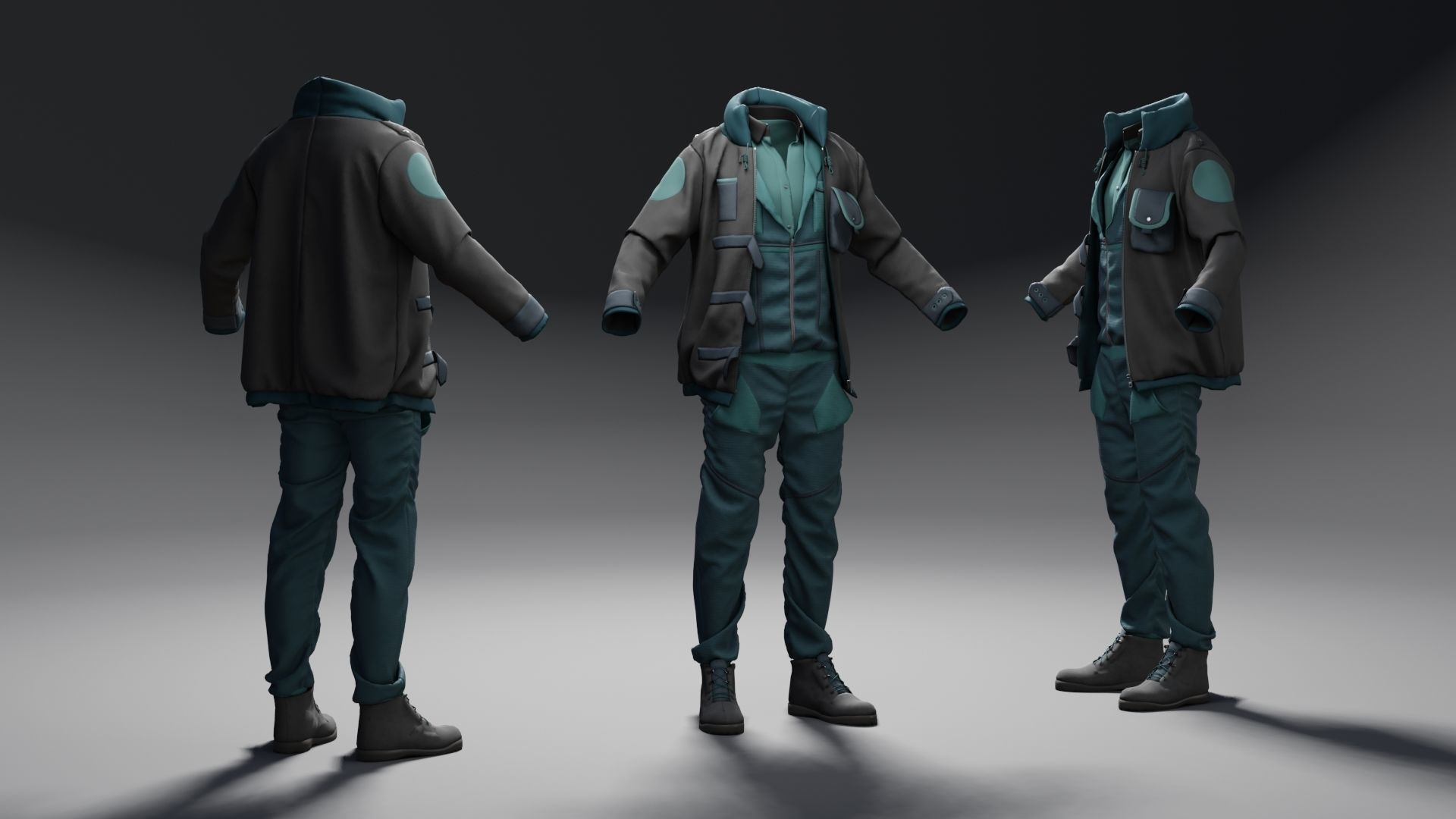 Midpoly Overall and Jacket Outfit 3D model | CGTrader