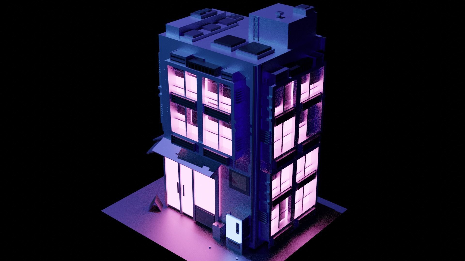 Neon house free 3D model | CGTrader