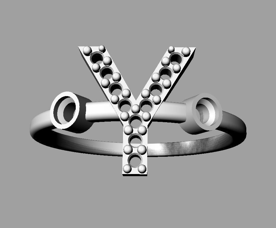 Diamond Letter Ring - Y 3D model 3D printable | CGTrader