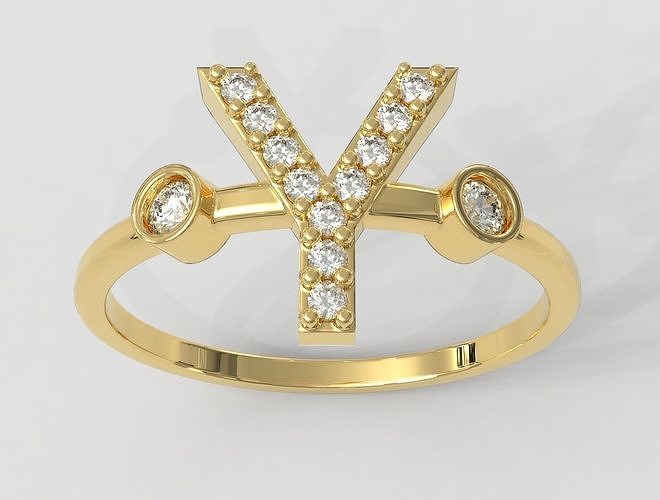 Diamond Letter Ring - Y 3D model 3D printable | CGTrader