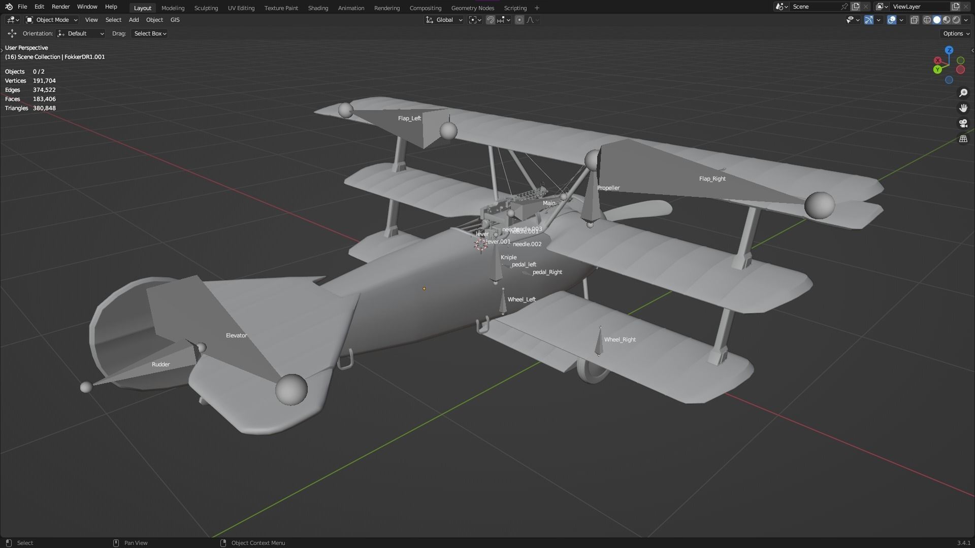 Fokker Dr1 - ww1 Red baron 3D model rigged | CGTrader