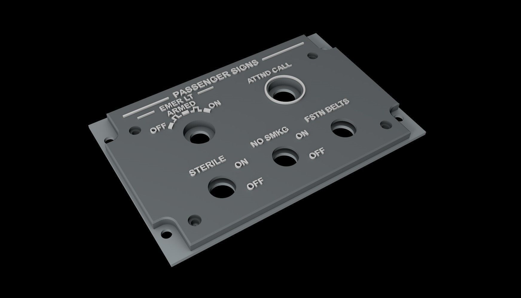 EMBRAER E1 OVERHEAD - PASSENGER SIGNS PANEL 3D model 3D printable ...