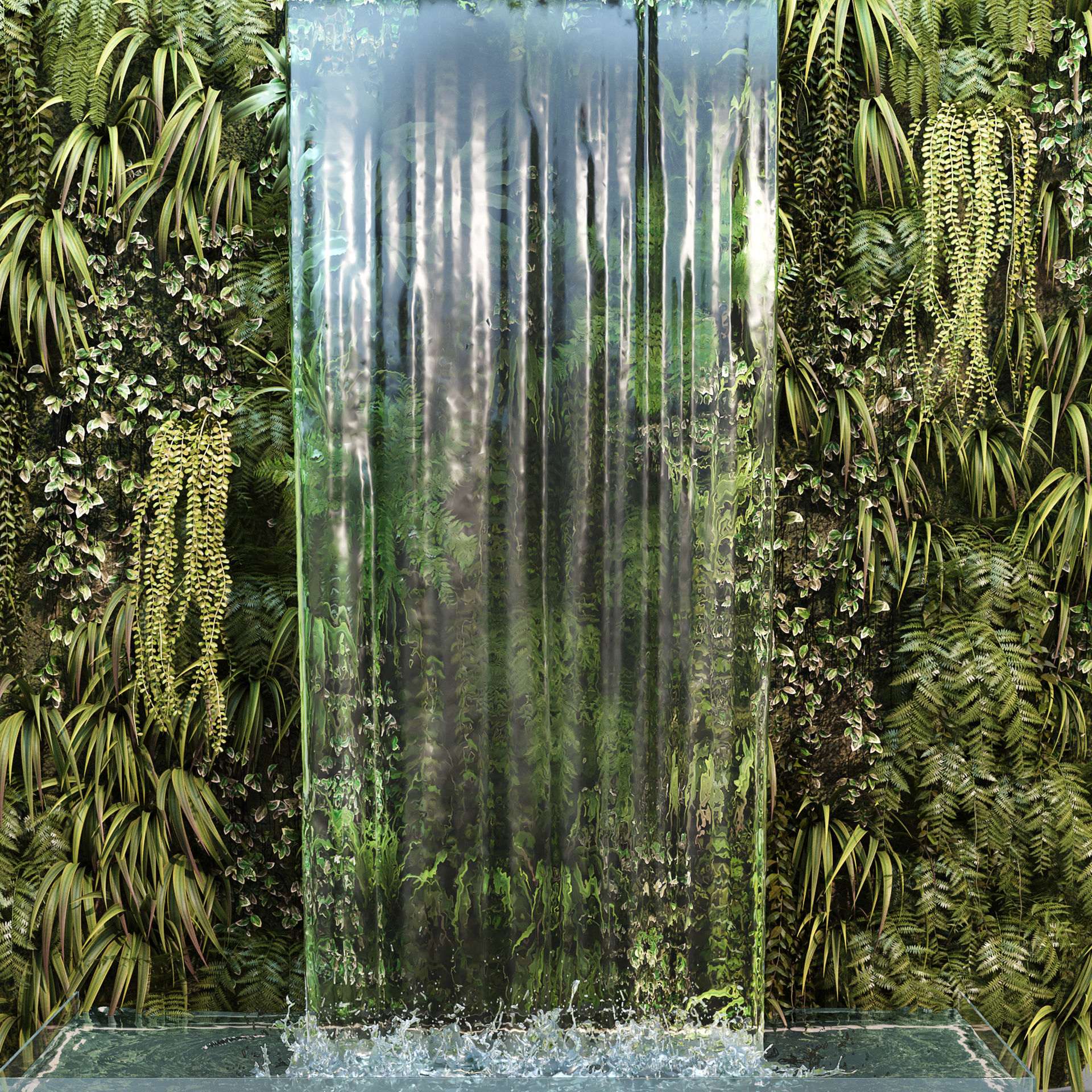 Wall Plants with waterfall 3D model | CGTrader