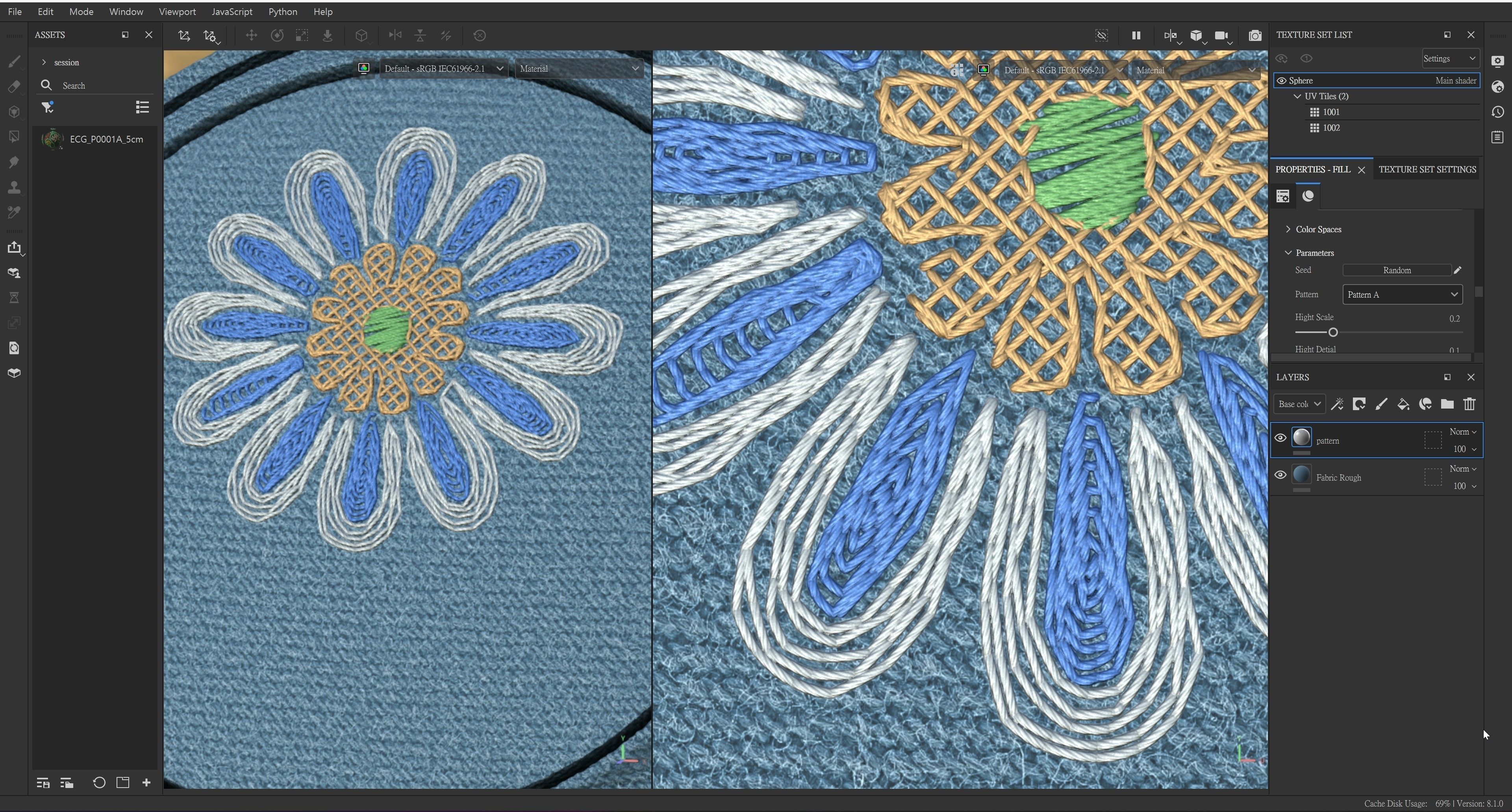 EmbroideryCG Pattern 0001A substance painter tools Texture | CGTrader