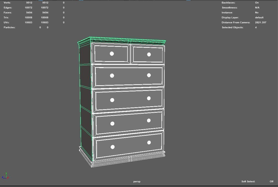 3D model antique wooden drawers VR / AR / low-poly | CGTrader