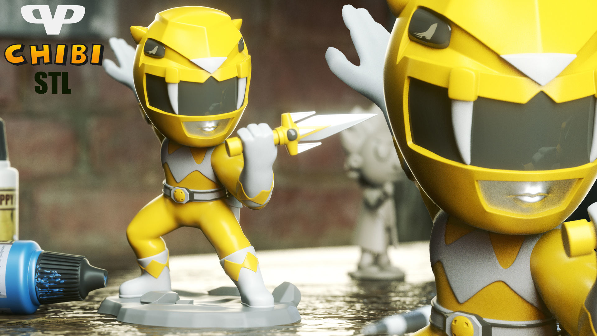 Yellow Ranger Chibi STL for 3D Printing ChibiSTL 3DXM 3D model 3D ...