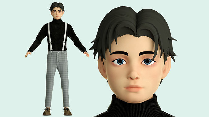 Cartoon boy Cai Xukun overalls chicken you are too beautiful 3D model ...