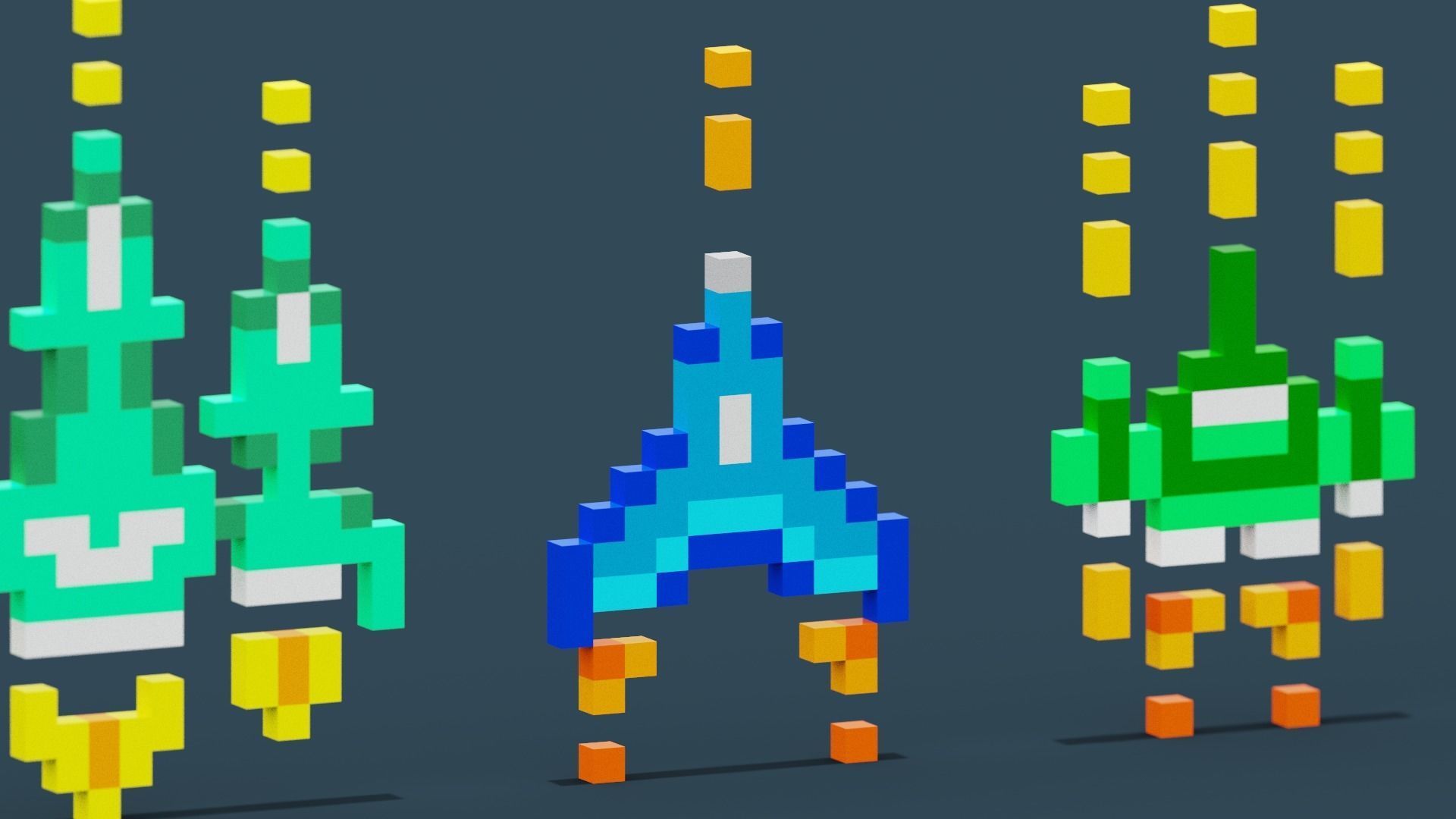 3D model Pixel Spaceship Pack VR / AR / low-poly | CGTrader