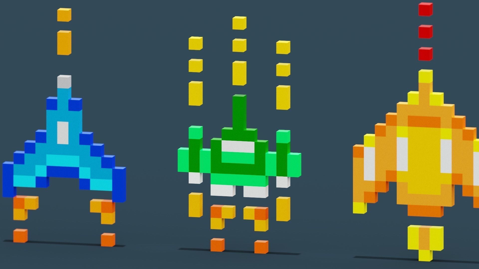 3D model Pixel Spaceship Pack VR / AR / low-poly | CGTrader