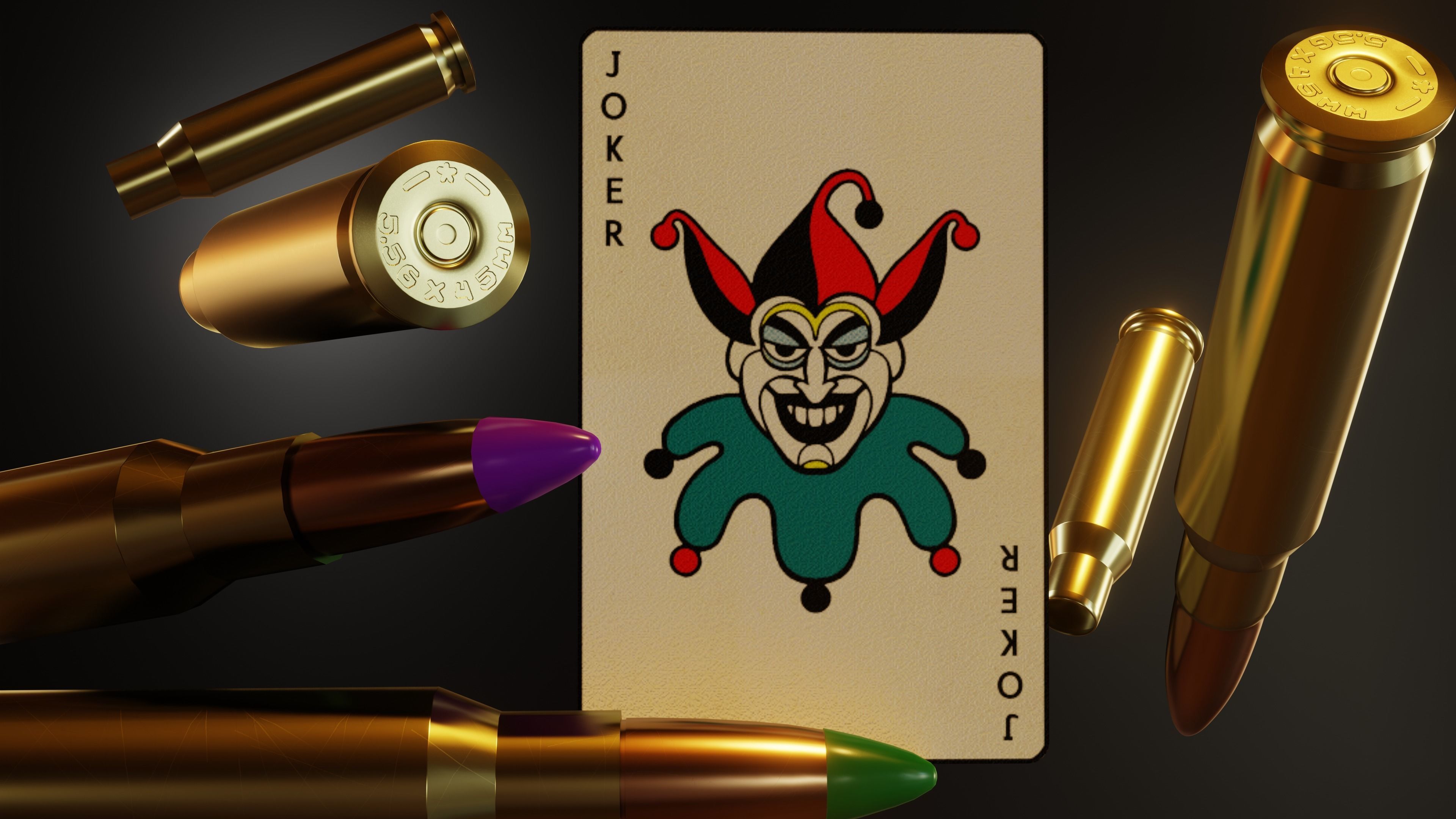 3D model FN SCAR Heavy Mk17 Custom Joker theme and five type of bullet ...