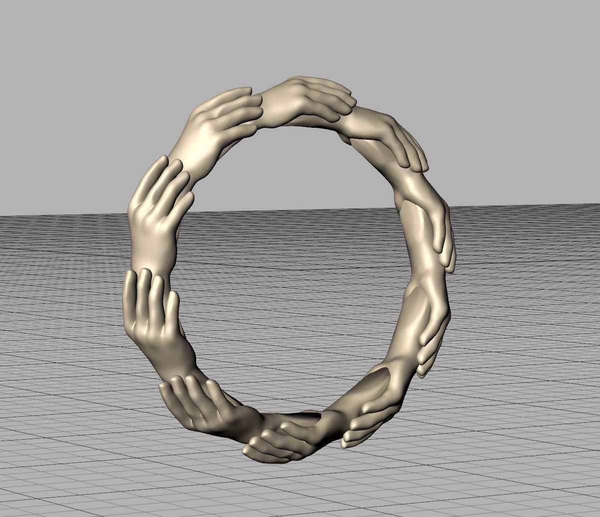 Hands Band Ring Own design Wedding Band 7US size 3D model 3D printable ...