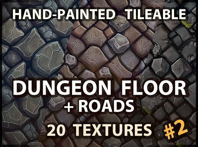 Dungeon Floor and Stone Road -20 TEXTURES -Handpainted PACK 2-- Texture | CGTrader