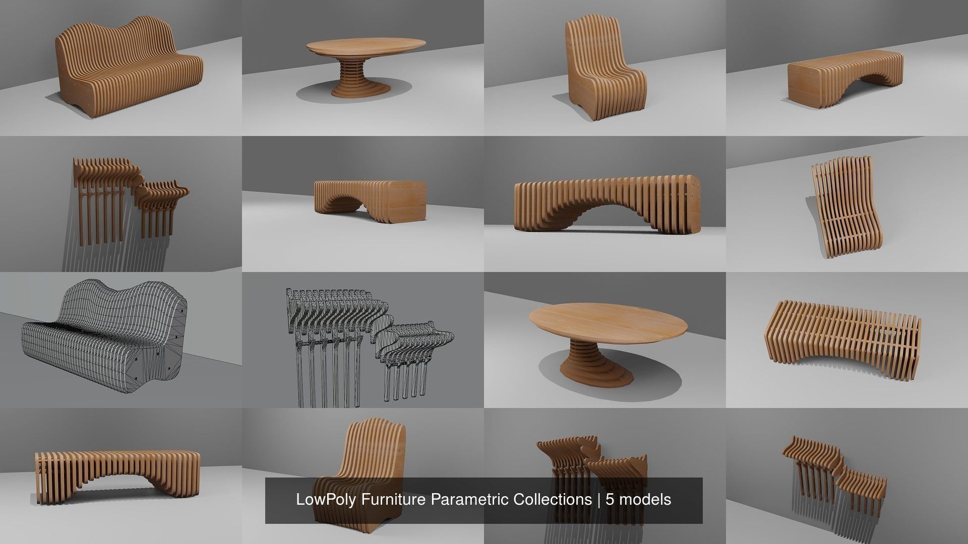 LowPoly Furniture Parametric Collections | CGTrader