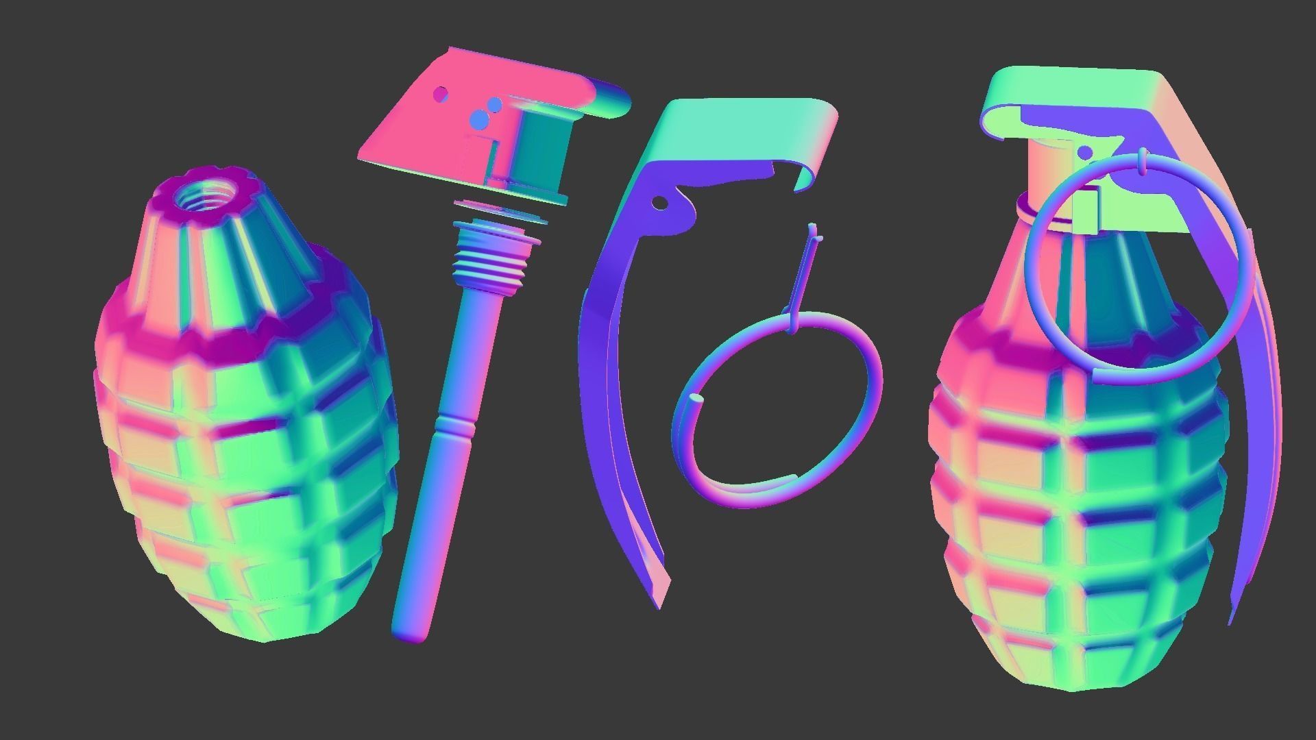 3D model MK2 Hand Grenade With Part VR / AR / low-poly | CGTrader