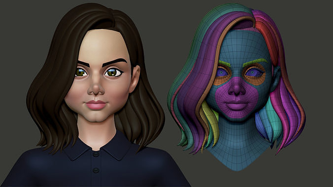 3D model Stylized Female Character Head - Ana VR / AR / low-poly | CGTrader