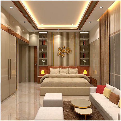 Bed Room Full Model With Texture Light Render set up 3D model | CGTrader