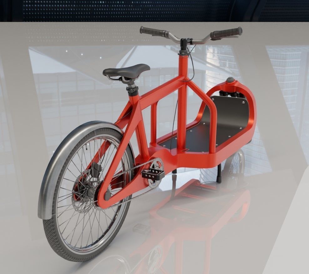 3D model Low-Poly Cargo Bike Red Version Rigged VR / AR / low-poly ...