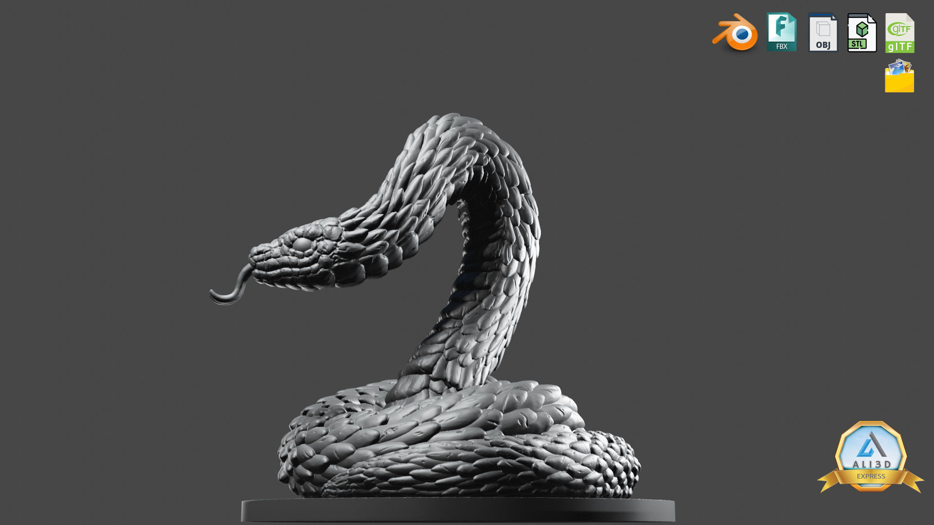 3D Print Ready Rattle Snake 3D model 3D printable | CGTrader