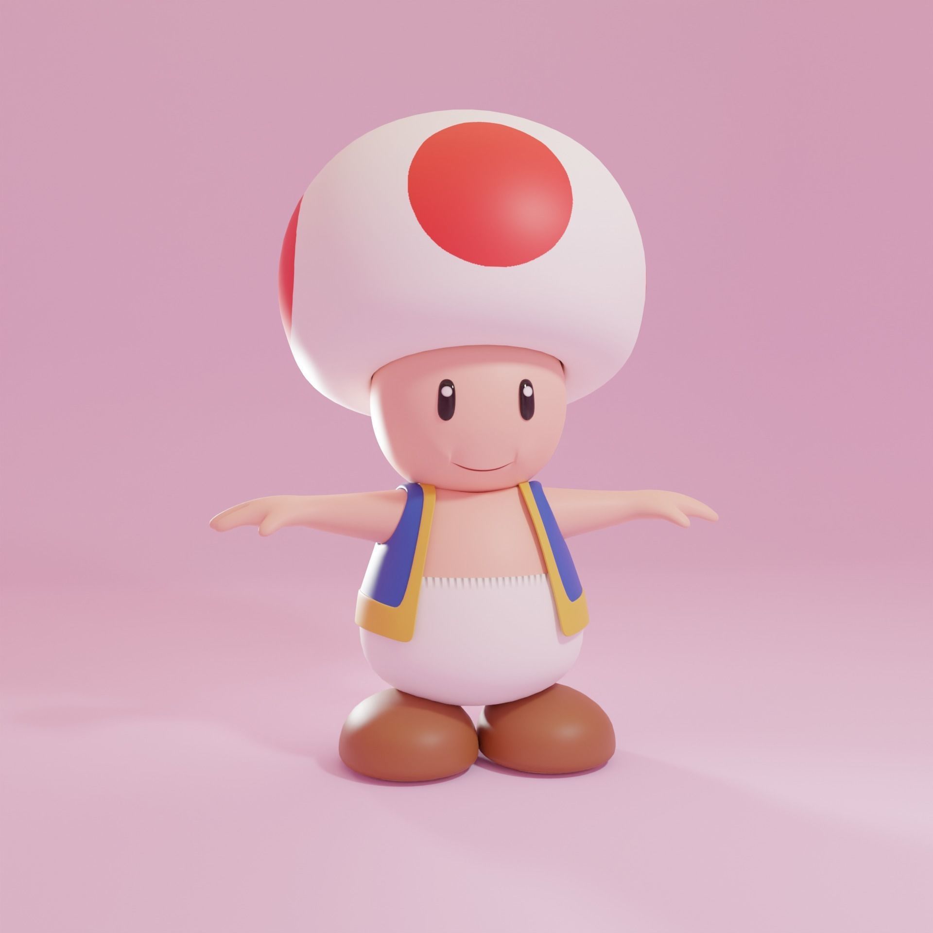 Toad From Super Mario 3D model rigged | CGTrader