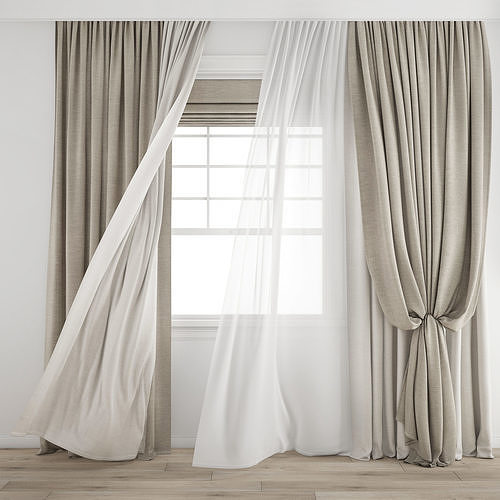 Wind blowing effect Curtain 462 3D model | CGTrader