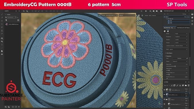 EmbroideryCG Pattern 0001B substance painter tools Texture | CGTrader